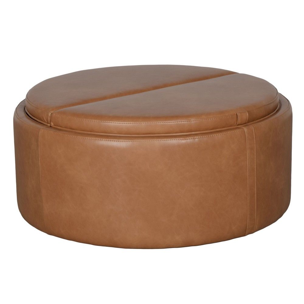 Round ottoman brown store