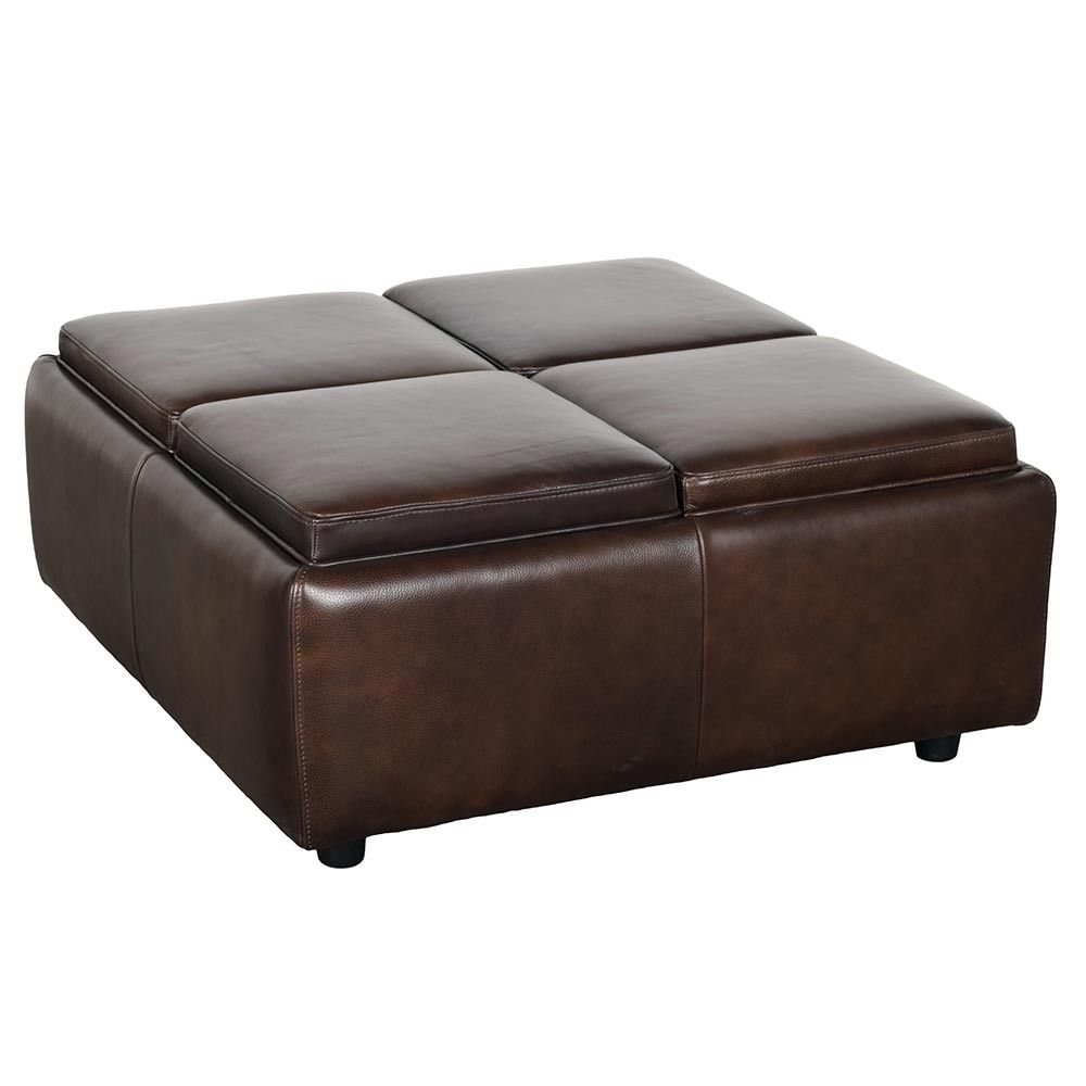 Convertible Leather Square Storage Ottoman